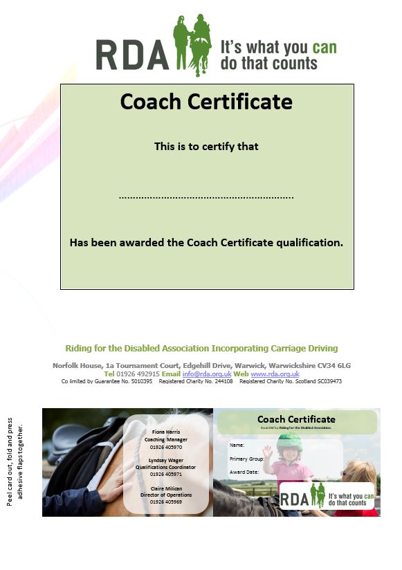 Coach Certificate requirements