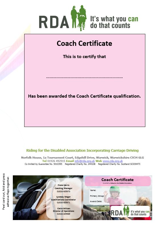 Coach Certificate requirements
